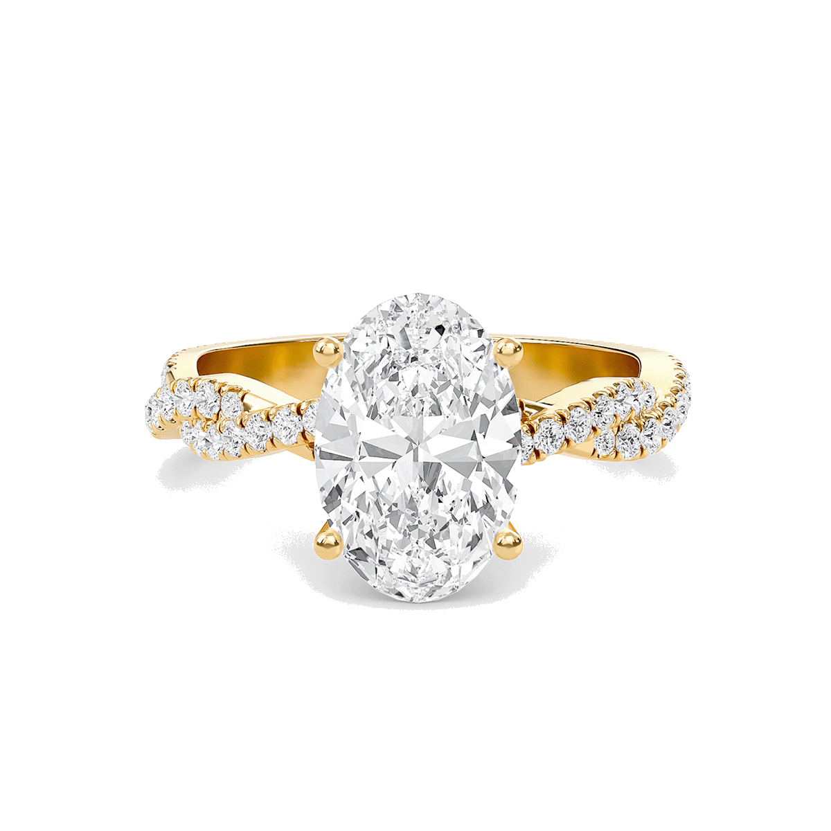 Oval Twisted Band Engagement Ring