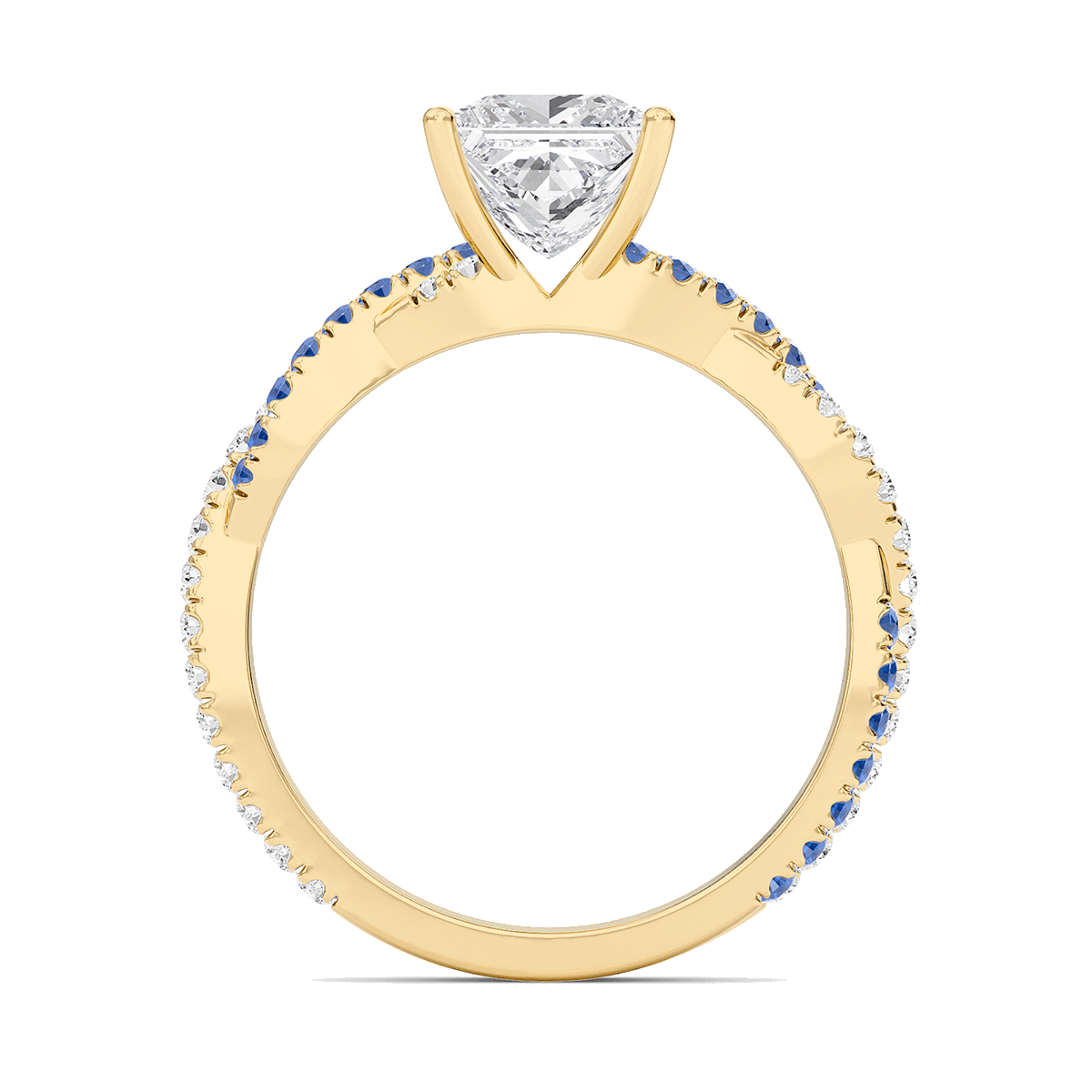 Princess Twisted Band Engagement Ring